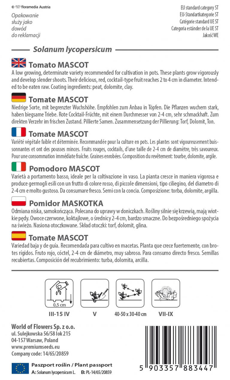 Tomato Mascot - PELLETED SEEDS - PremiumSeeds – producer of seeds