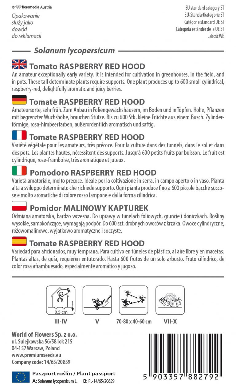 Tomate Raspberry Red Hood - Produzent von Samen – PremiumSeeds