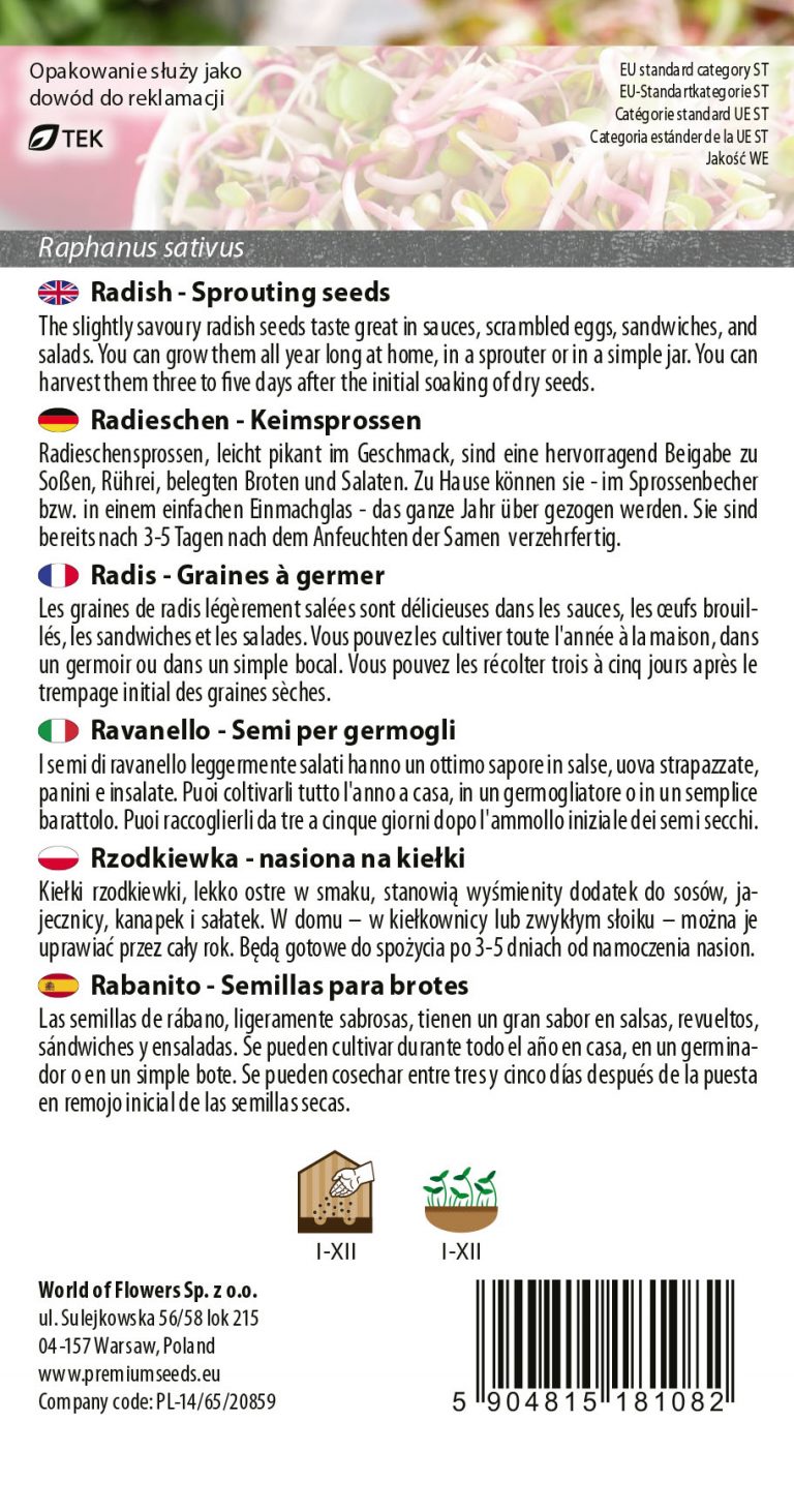 RADISH - Sprouting seeds - PremiumSeeds – producer of seeds